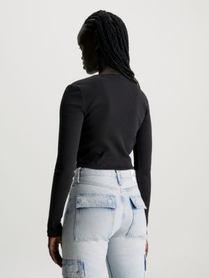 Slim Ribbed Long Sleeve Top Calvin Klein® J20j222025beh