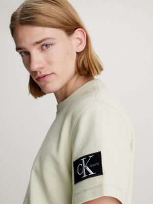 Badge T Shirt Aus Baumwolle Mit Waffelstruktur Calvin Klein