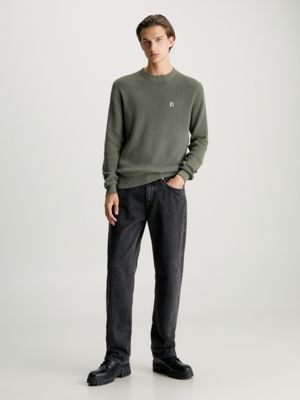 Badge Pullover Aus Gerippter Baumwolle Calvin Klein® J30j324598ldy
